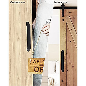 WIPHANY Barn Door Handle Black 10 inch Comfortable Handy Touch Gate Handles Long Solid Metal Door Pull for Sliding Barn Door Gate Cabinet Closet Drawer Garage Screws Included
