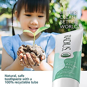 RADIUS USDA Organic Toothpaste 3oz Non Toxic Chemical-Free Gluten-Free Designed to Improve Gum Health & Prevent Cavity - Mint Aloe Neem - Pack of 2