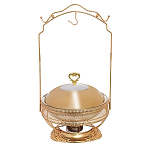 Round Chafers for Catering, Chafing Dish Buffet Set, Chafers and Buffet Warmers Sets with Hanging Cover for Parties, Events, Wedding, Camping, Dinner, 8.45QT, 201 Stainless Steel