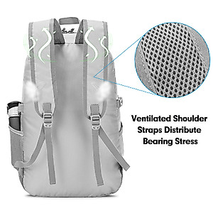 ZOMAKE Lightweight Packable Backpack - 35L Light Foldable Hiking Backpacks Water Resistant Collapsible Daypack for Travel(Sliver Grey)