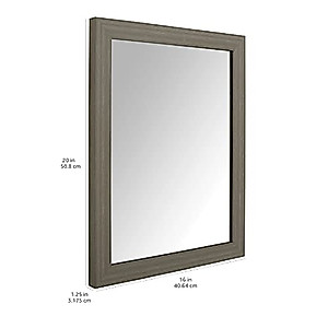 Amazon Basics Rectangular Wall Mount Mirror, Standard Trim, Barnwood, 16" x 20"