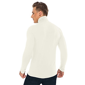 Derminpro Men's Thermal Fleeced Turtleneck Soft Slim Fit Long Sleeve Undershirt Off White Medium