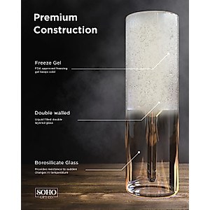 GALVANOX LèVale Gift for Couples (Gift Boxed) Freezable Champagne Flute Glasses - Double Walled Freezer Chilled Stemless Wine Glass with Ice Walls, 7 oz (Gift set of 2)