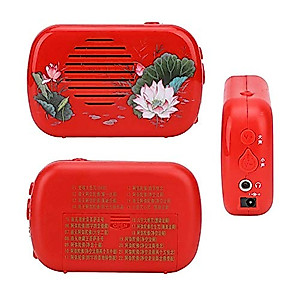 GLOGLOW Buddha Music Player, Portable 22 Buddhist Songs Player Machine for Household Travel Temple(Jujube Red)(Red)