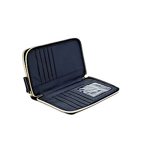 Time and Tru Double Zip Wristlet Wallet, Dimensions 7.5" W x 1.25" H x 5" D (Black)