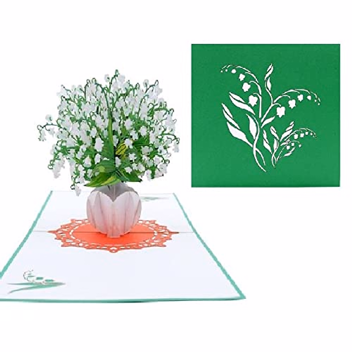 ETA Lily of the Valley Pop Up Card - 3D Happy Birthday with Flowers Design, Flower Card, for Mother’s Day, Get Well Best Wishes Mom, Women and Friends, F16