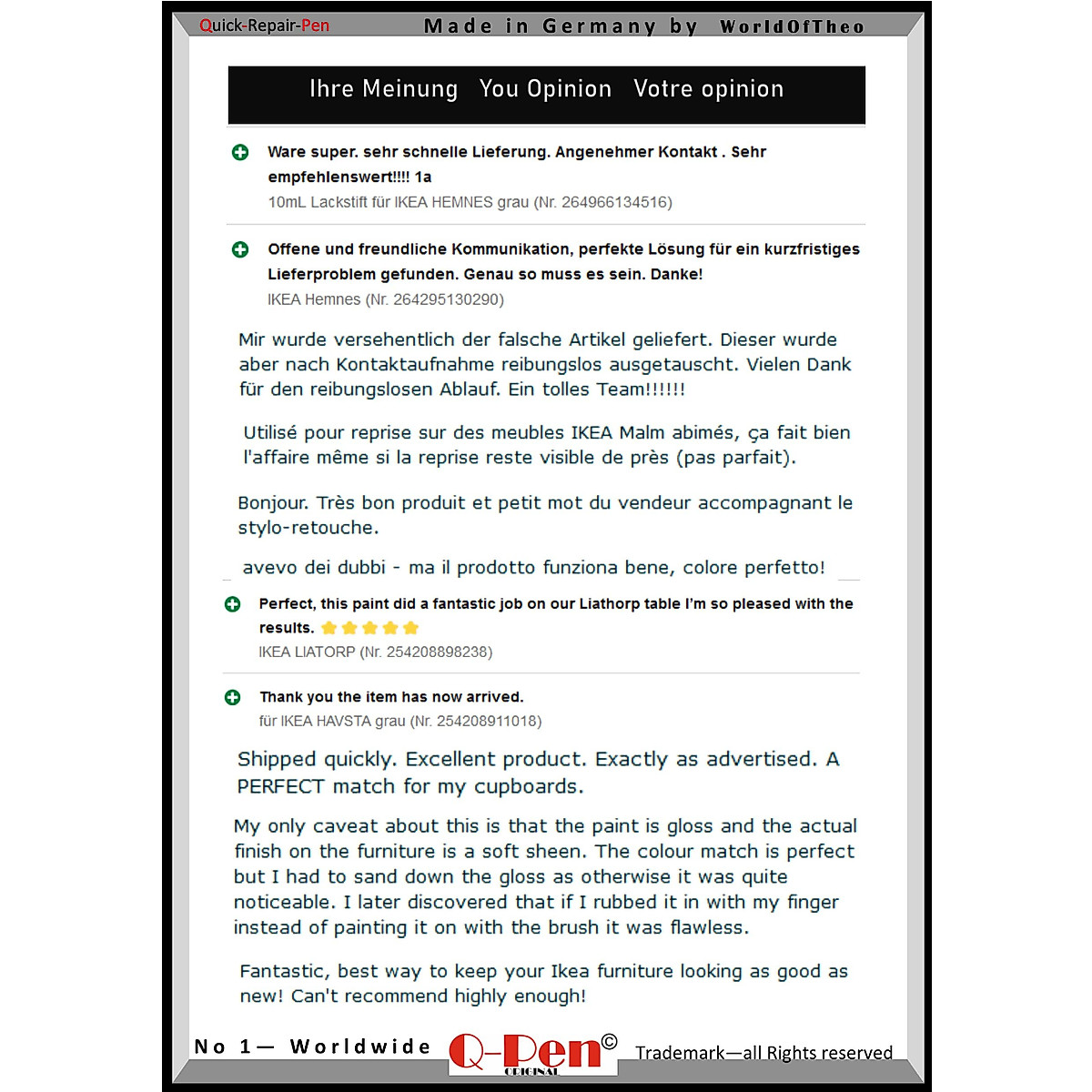 Q-Pen Original Touch-Up Paint for IKEA PAX Tyssedal White - Paint Pen by