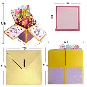 Asmallgf Happy 13th Birthday Pop Up Card for Girl Boy, Sweet Thirteen Year Old Birthday Gift Idea for Daughter Niece, Funny 13 Bday 3D Greeting Card for Him Friends