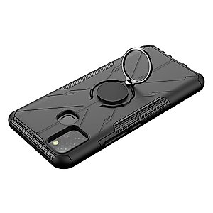 Kukoufey Case for Infinix Smart 5 Case Cover,360°Rotatable Kickstand Dual Layer Shockproof Case for Infinix Hot 10 Lite X657B / Smart 5 Case Black