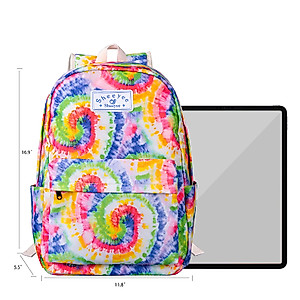 SHEEYEE Teen Girls School Backpack with Matching Lunch Box Pencil Case Marble Bookbag Laptop for Middle School (Blue-White)