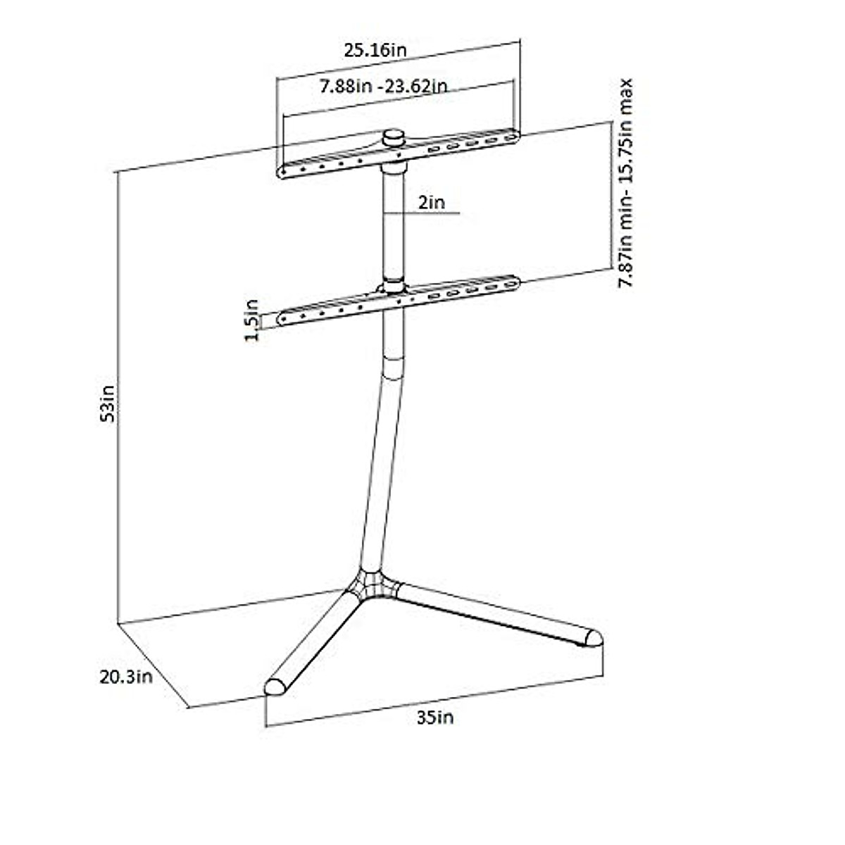 ynVISION.DESIGN Modern Studio TV Floor Stand, Mount & Easel with Adjustable and Swiveling Viewing Angle 49-70 inch (Chrome)