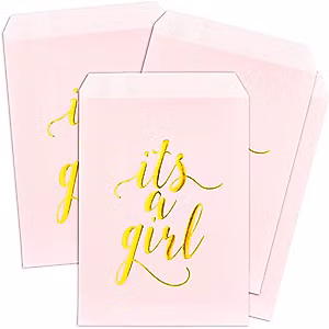 It's a Girl Baby Shower Goodie Bags (5 x 7.5 in,100 Pack)