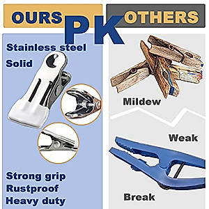 30 Pack Heavy Duty Clothes Pins for Hanging Clothes,Stainless Steel Strong Clips for Clothes ,Crafts,Beach Towel,Kitchen Clips Sock,Fabric,Utility Clips Drying Pegs for Outdoor Clothesline Clips