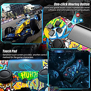 TEBALO Wireless Controller Compatible with PS-4/Pro/Slim Game Console, Bluetooth Controller Rechargeable with Enhanced Dual Vibration, Analog Sticks, 6-Axis Motion Sensor, Yellow