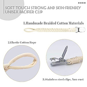 Duludulu 7 Pcs Braided Pacifier Clip, Pacifier Clips for Boys & Baby Girls, Pacifier Holder Clip Binky Clips Handmade Cotton Modern Unisex Pacifier Smoother Clip Fits All Pacifiers