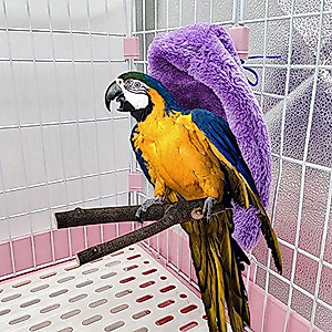 Oncpcare 2pcs Parrot Standing Perch Cover, Winter Warm Small Animal Hanging Nest Hut, Plush Pet Bird Cage Accessories (Colour Random)