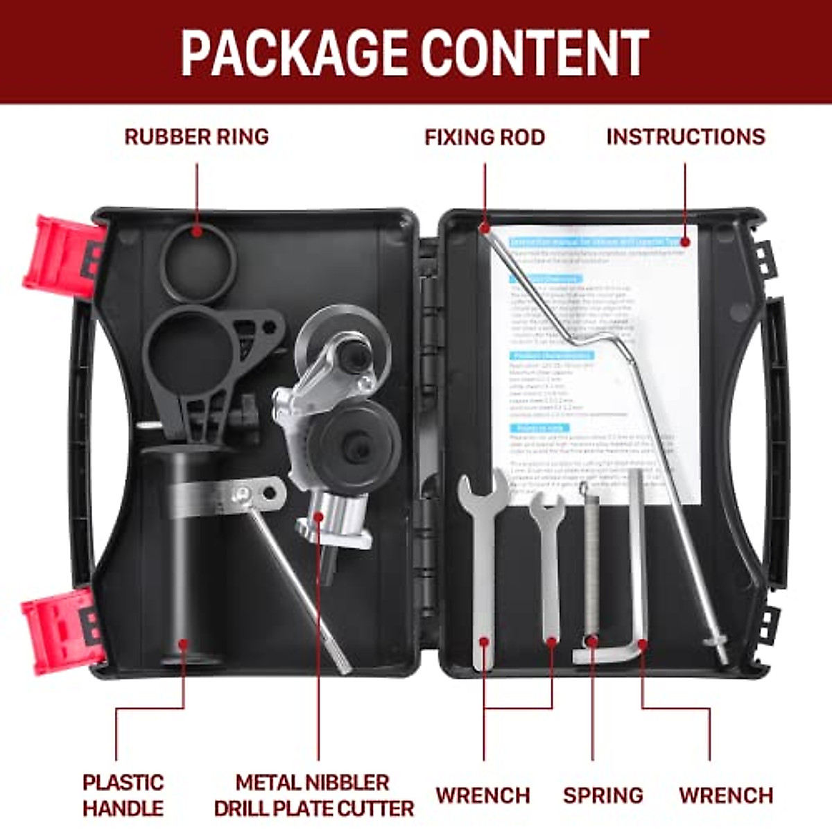 New Upgrade Electric Drill Plate Cutter, Universal Metal Nibbler Drill Attachment with Adapter, Portable DIY Metal Nibbler Drill Cutter Head Tool Set with Carry Case, Cutting Metal Plates Fast