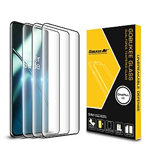 GOBUKEE [3 pack] Compatible with Full Coverage Tempered Glass X 3 Oneplus 11 5G 2023, 3D Glass, HD Clear, Bubble Free, Anti-Shock, Case Friendly, Full Cover [9H Hardness]