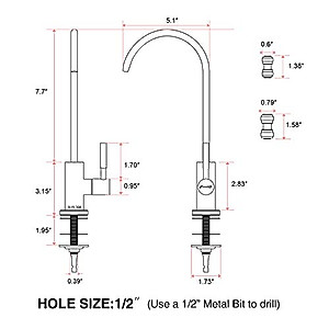 Frizzlife RO Water Filter Faucet- Drinking Water Faucet fits Most Reverse Osmosis System & Water Filtration System-SUS304 Stainless Steel, Black