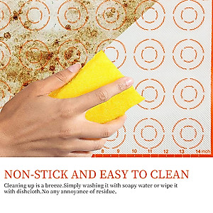 Silicone Baking Mat Set of 3, 2 Large Baking Mat (11.5"X16.5"), 1 Quarter Baking Sheets, Non-Stick Reusable Macaron Silicone Mats for Cookie, Macaron, Pizza, Bread, Bun