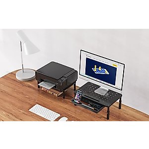 Zimilar 2 Pack Monitor Stand Riser with Drawer - 3 Height Adjustable Monitor Stand with Unique Star Mesh, Metal Monitor Riser for Computer Laptop Notebook Printer