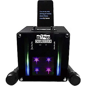 SingCube Rechargeable Bluetooth Karaoke Machine Lights and Two Microphone, 5W (SINGCUBE01)