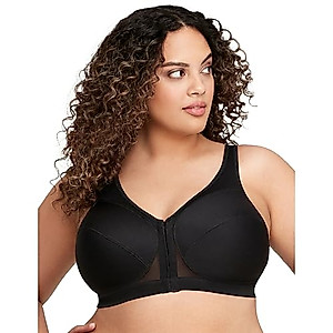 Glamorise Full Figure Plus Size MagicLift Front-Closure Posture Back Bra Wirefree #1265 Black 40K