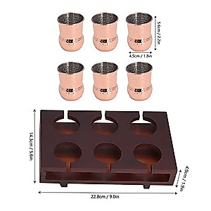 VTOSEN 6pcs Moscow Cocktail Cup, Useful Copper Plated Mule Mug, Stainless Steel Cocktail Mug Set with Storage Holder, for Home Party (100ml)