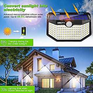 Solar Lights Outdoor 120 LED with Lights Reflector and 3 Lighting Modes,Solar Motion Sensor Security Lights, IP65 Waterproof Solar Powered Wall Lights for Garden Patio Yard Deck Pendant Lights(4-Pack)