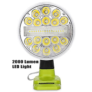 Hipoke 18V Light for RYOBI 18V ONE+ Li-ion Ni-Cad Ni-Mh Battery, 30W 2000 Lumen LED Work Light with USB Port, Zinc Alloy Flashlight for Camping, Hiking, Garage, Cordless Tools