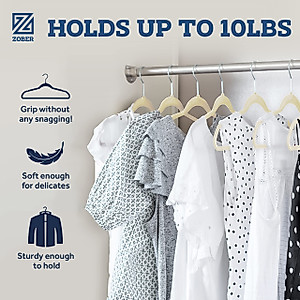 Zober Velvet Hangers 100 Pack - Heavy Duty Ivory Hangers for Coats, Pants & Dress Clothes - Non Slip Clothes Hanger Set - Space Saving Felt Hangers for Clothing