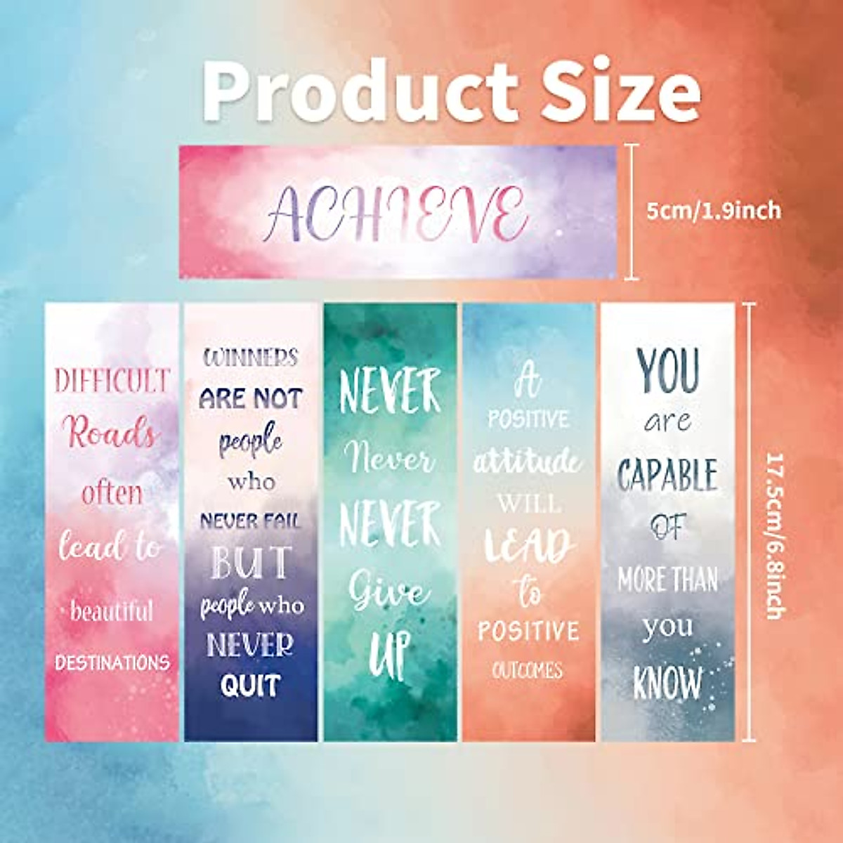 12 PCS Inspirational Bookmarks for Women Men, 12 Styles Encouraging Bookmarks for Kids Students, Positive Bookmarks Bulk for Reading Lovers Teachers School Home