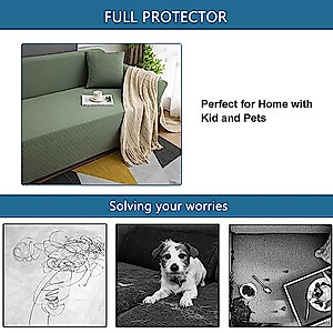 GUYIRT Solid Color Sofa Cover for 3 Cushion Couch, Easy Fit Sofa Cover, Stretch Universal Couch Cover for Sofa with Armrest-Blue-4 Seater(235-300cm)