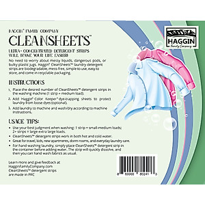 Haggin® CleanSheets Laundry Detergent Strips, 50 Value Pack | Ultra-concentrated | Mess-free | Fragrance-free | Bleach-free