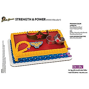 DecoPac 7222, Wonder Woman Strength and Power Cake Toppers, 3", count of 4