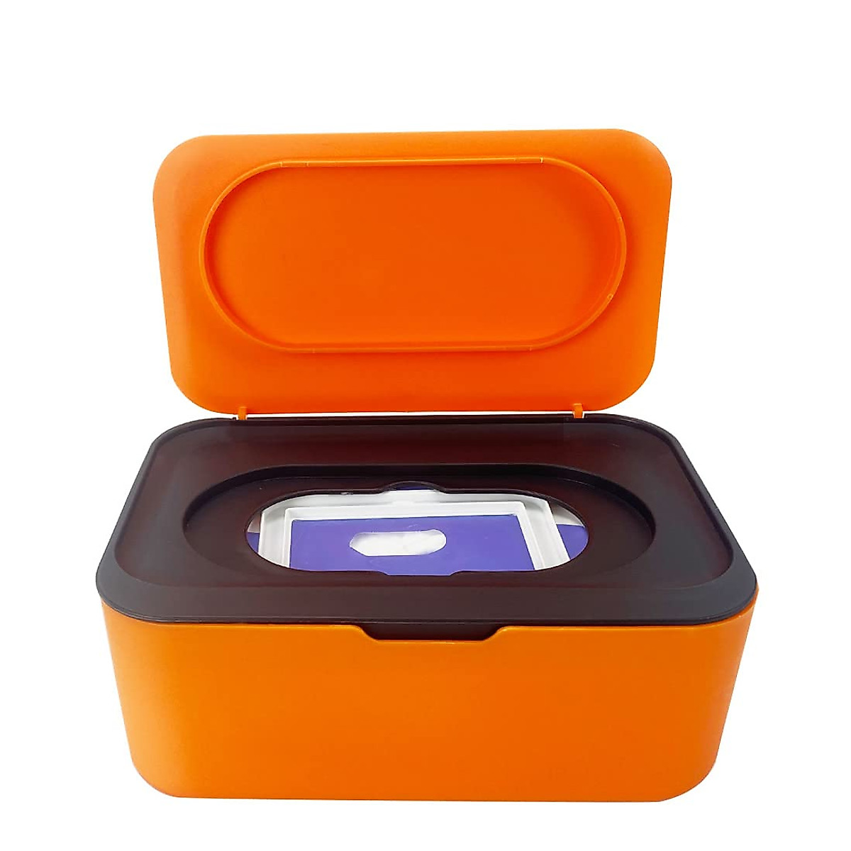 KOOMTOOM Wipes Dispenser, Baby Wipe Holders Tissue Box Refillable Wipe Container with Sealing Design, Keeps Diaper Wipes Fresh, Non-Slip for Car, Home,Office (Orange)