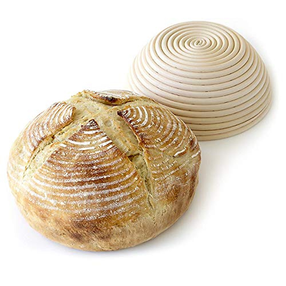 2 pack of mini 5 Inch Round Brotform Banneton Proofing Basket Bread Bowl for Baking Dough (Bonus Linen Cover) (5 inch)