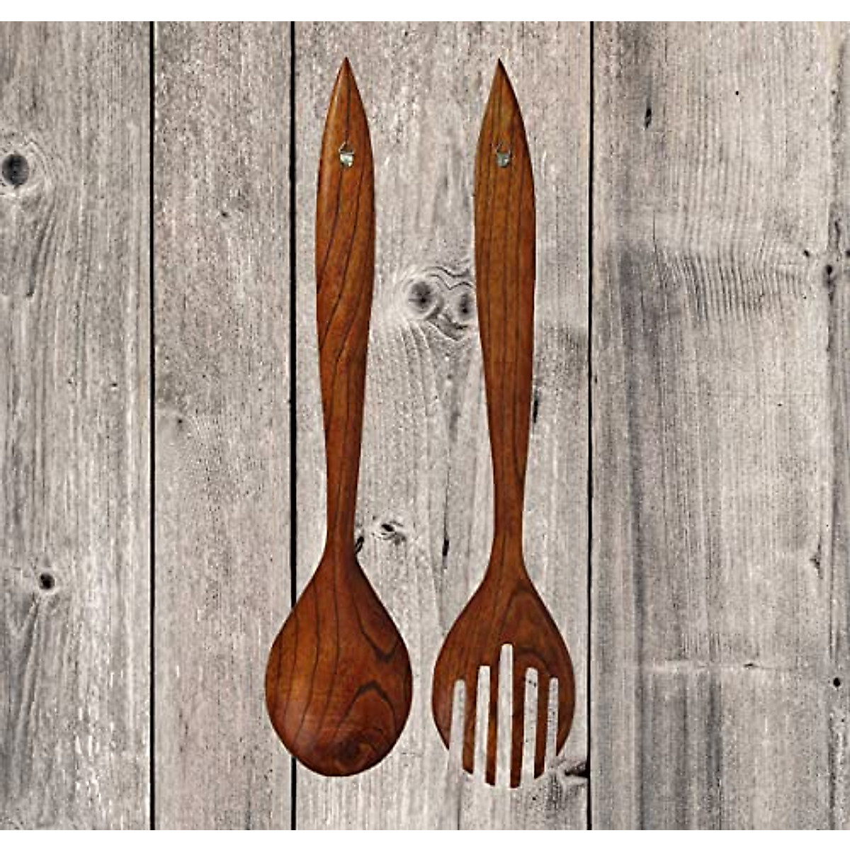 Zeckos Set of 2 Modern Minimalist Carved Wood Fork & Spoon Wall Hanging Home Decor 23.75 Inches High