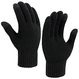 Winter Touchscreen Gloves for Men - Thermal Soft Knit Gloves for Running, Driving and Hiking