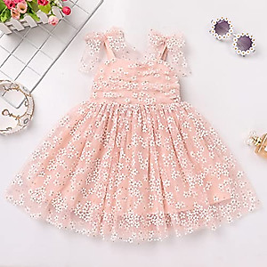 Baby Girls Sequin Polka Dot Tutu Dress Summer Sleeveless Backless Princess Birthday Party Dresses Toddler Little Girl First Communion Pageant Flower Bow Sundress Clothes Pink - Daisy 6-12 Months