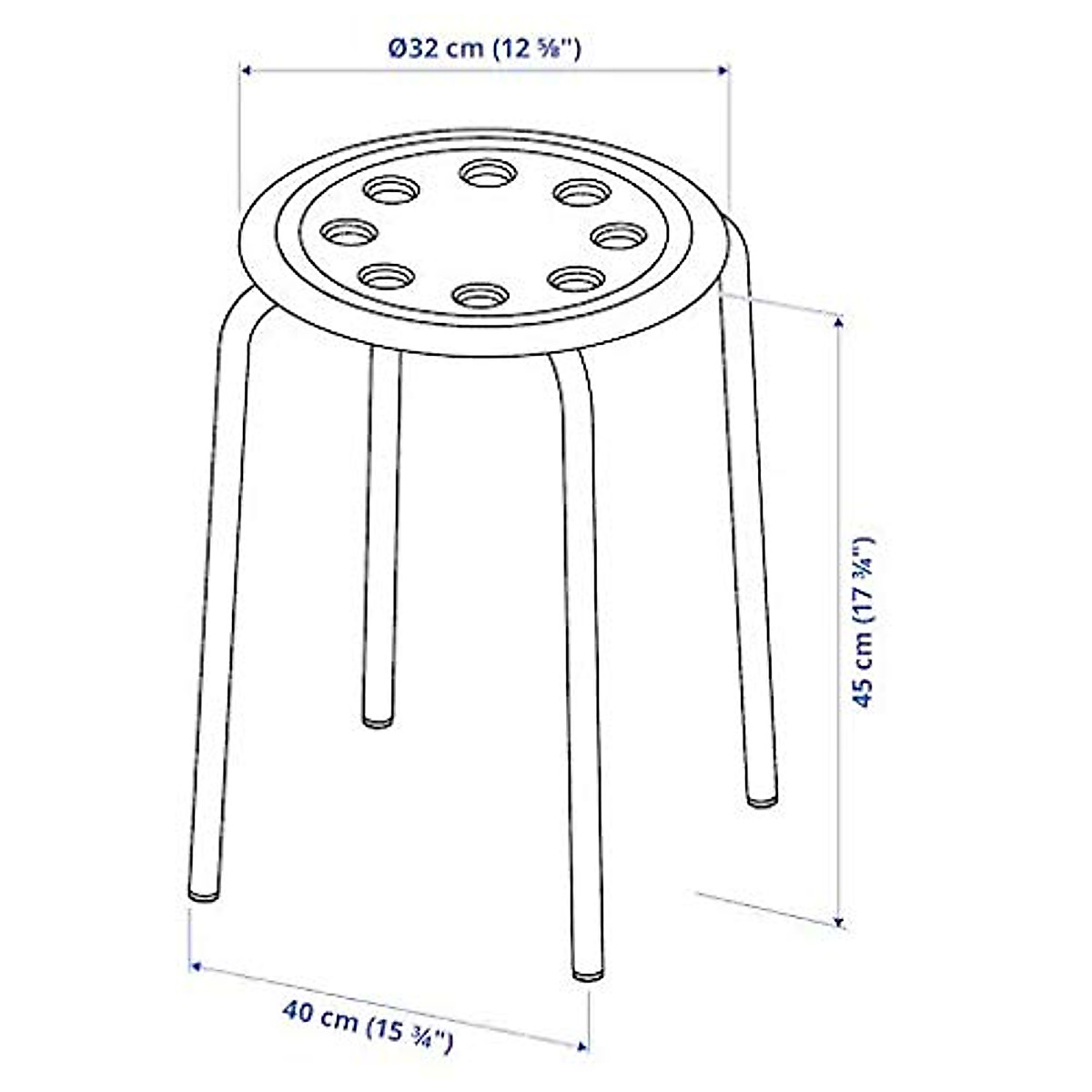Ikea Marius Stool, White, 32 cm (12 5/8 '')