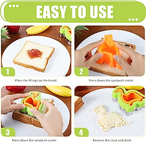 24Pcs Sandwich Cutter and Sealer Set Bread Sandwich Cutter Pancake Maker Heart Square Dinosaur Start Shaper,etc (24)