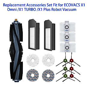 DEEBOT X1 Series Replacement Accessories Set Fit for ECOVACS X1 Omni / X1 TURBO Robot Vacuum Include 1 Main Brush 6 Side Brushes 2 Filter 4 Mop Pads 3 Dust bag Parts