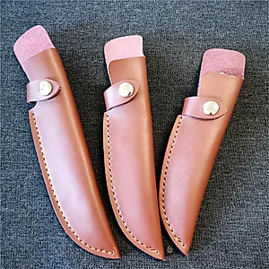 Panchitalk Leather Straight Knife Sheath Portable Real Cowhide Pouch Cover for Fixed Blade Outdoor Hunting (M)