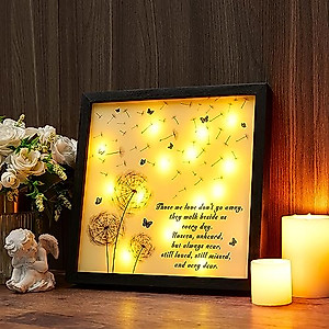 WOODEXPE Sympathy Gift LED Memorial Shadow Box 11x11 Memorial Gifts for Loss of Loved One (Dandelion Black)