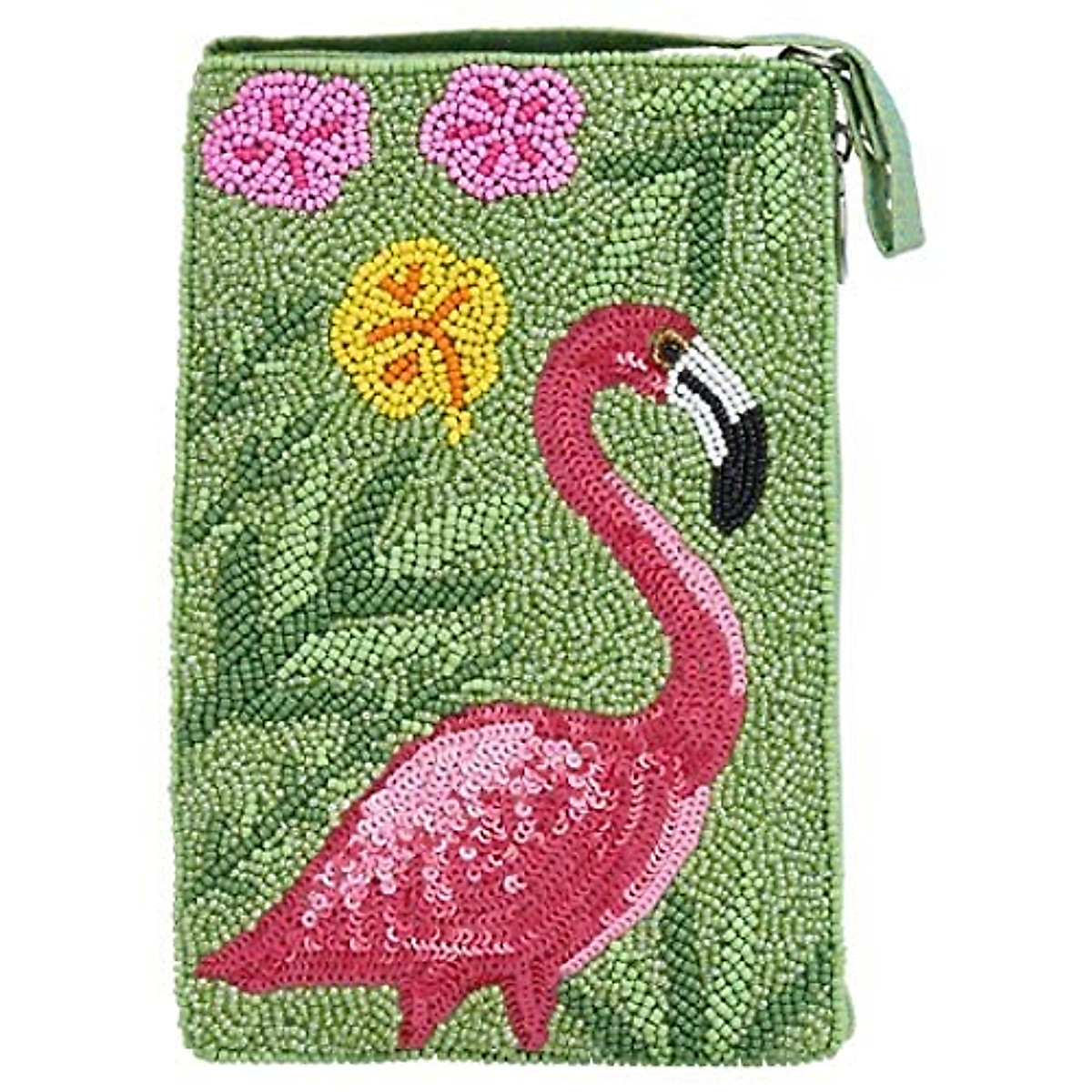 Bamboo Trading Company Flamingo Cell Phone or Club Bag with a separate, secure side zip pocket for cash and credit cards, 7-inch Height, Multicolor