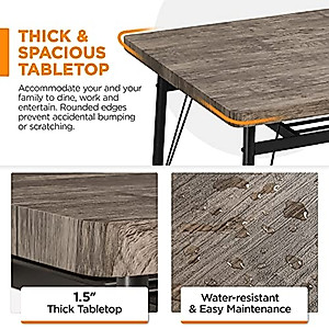 Yaheetech 6-Piece Dining Table Chair Bench Set - Farmhouse & Modern Breakfast Table & Chairs Sets w/Premium Materials & Sturdy Steel Frame for Home, Kitchen, Dining Room, Sunroom