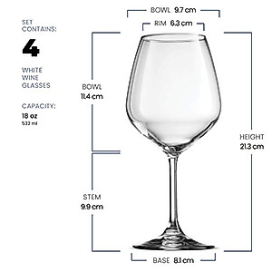 Bormioli Rocco 18oz Red Wine Glasses, Crystal Clear Star Glass, Laser Cut Rim For Wine Tasting, Elegant Party Drinking Glassware, Restaurant Quality (Set of 4)