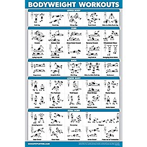 QUICKFIT Bodyweight Workout Exercise Poster - Body Weight Workout Chart - Calisthenics Routine - (Laminated, 18" x 27")