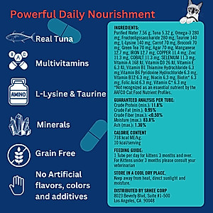 Kitty Up Lickable Cat Treats for Indoor Cats - Multivitamin Puree Treat with Real Tuna, Lysine, Taurine, & Grain Free | 50 Cat Tube Treats